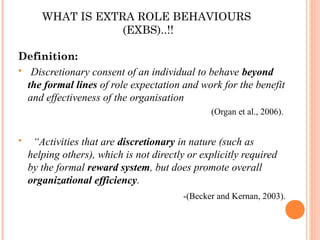 EXTRA ROLE BEHAVIOR | PPT | Business and Finance