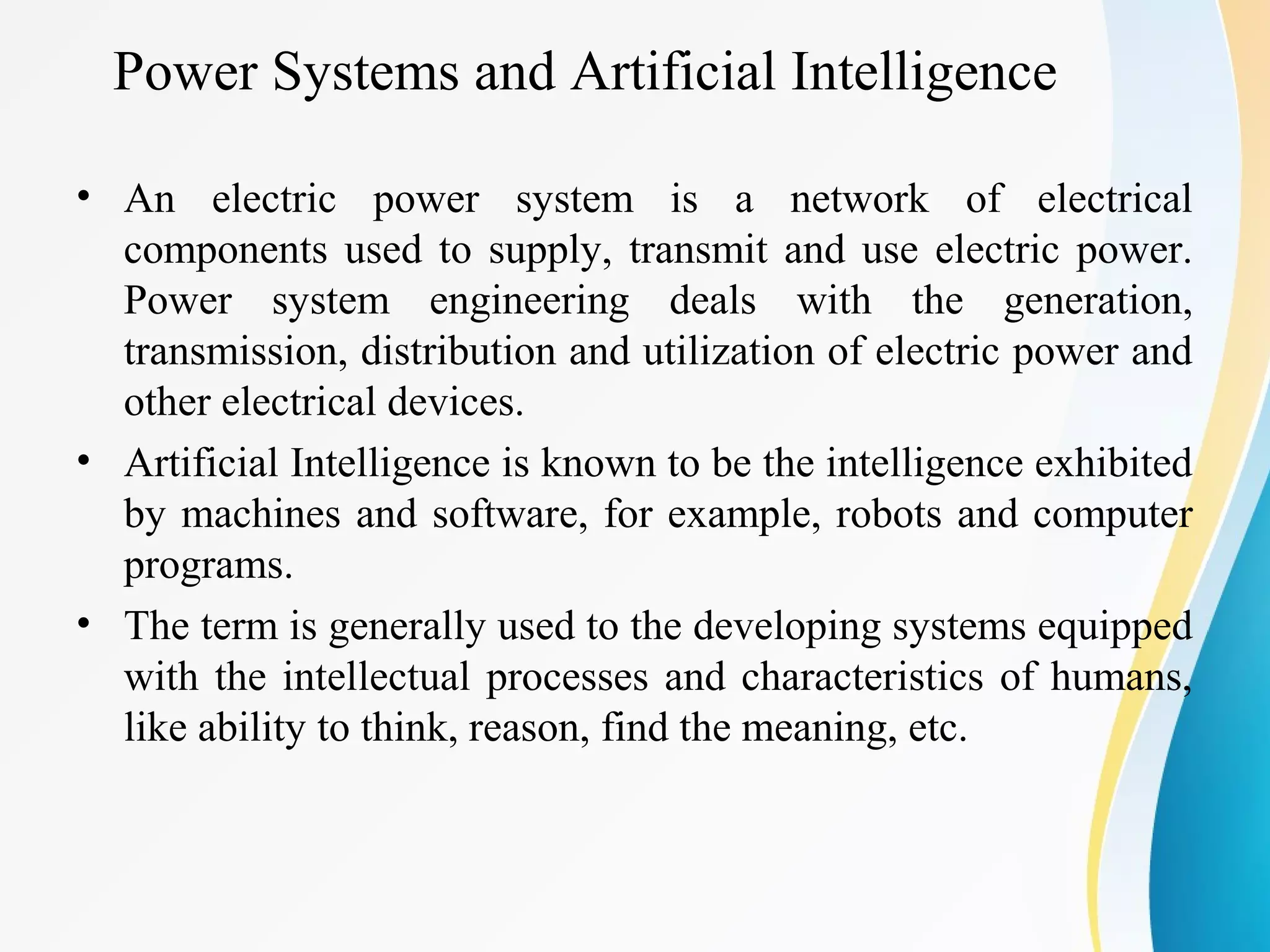 Artificial Intelligence in Power Systems | PPT