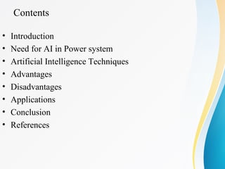 Artificial Intelligence in Power Systems | PPT