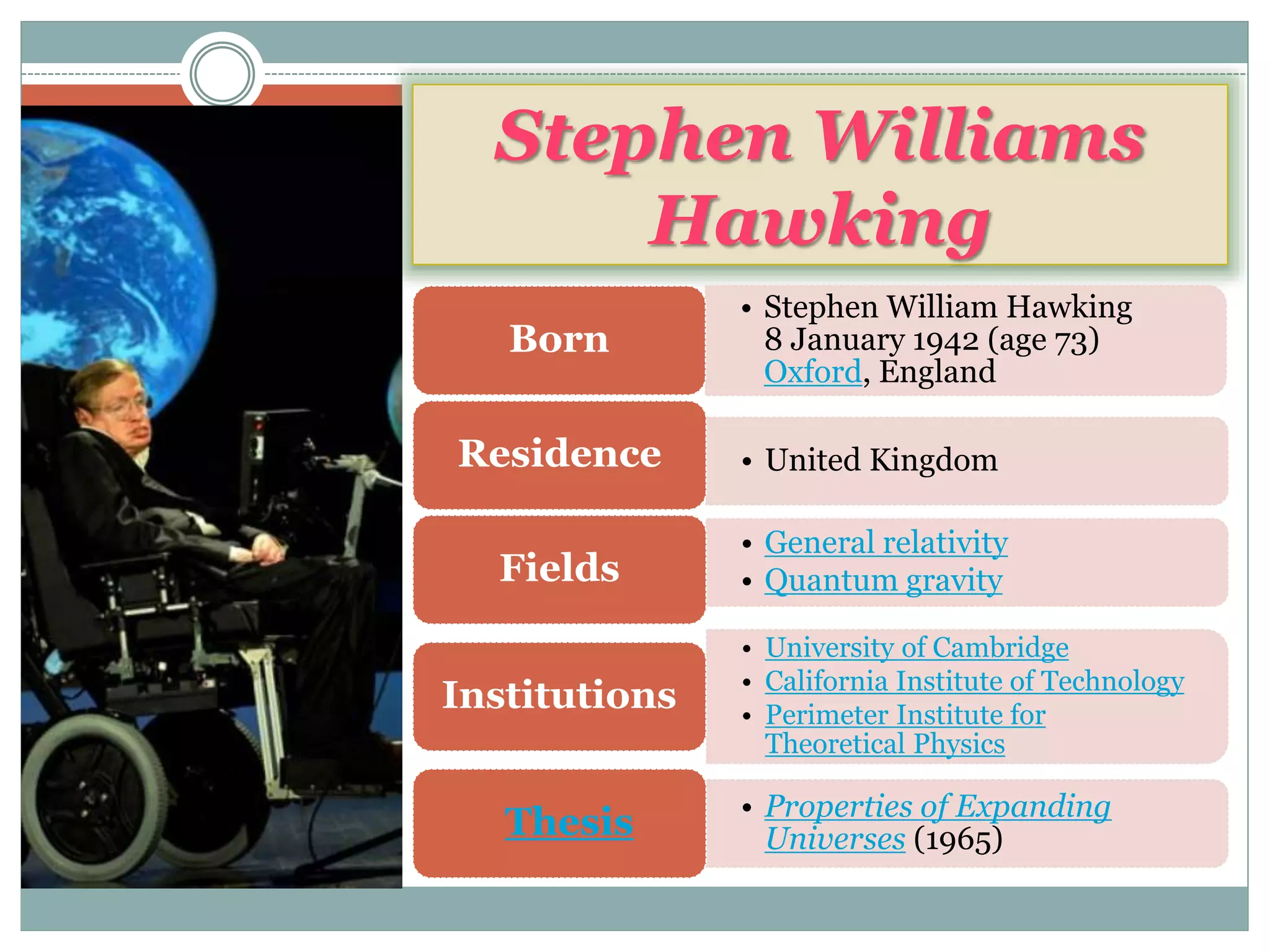 Stephen Hawkings Wheelchair Technology | PPTX