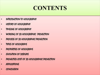 3D HOLOGRAPHIC PROJECTION TECHNOLOGY | PPTX