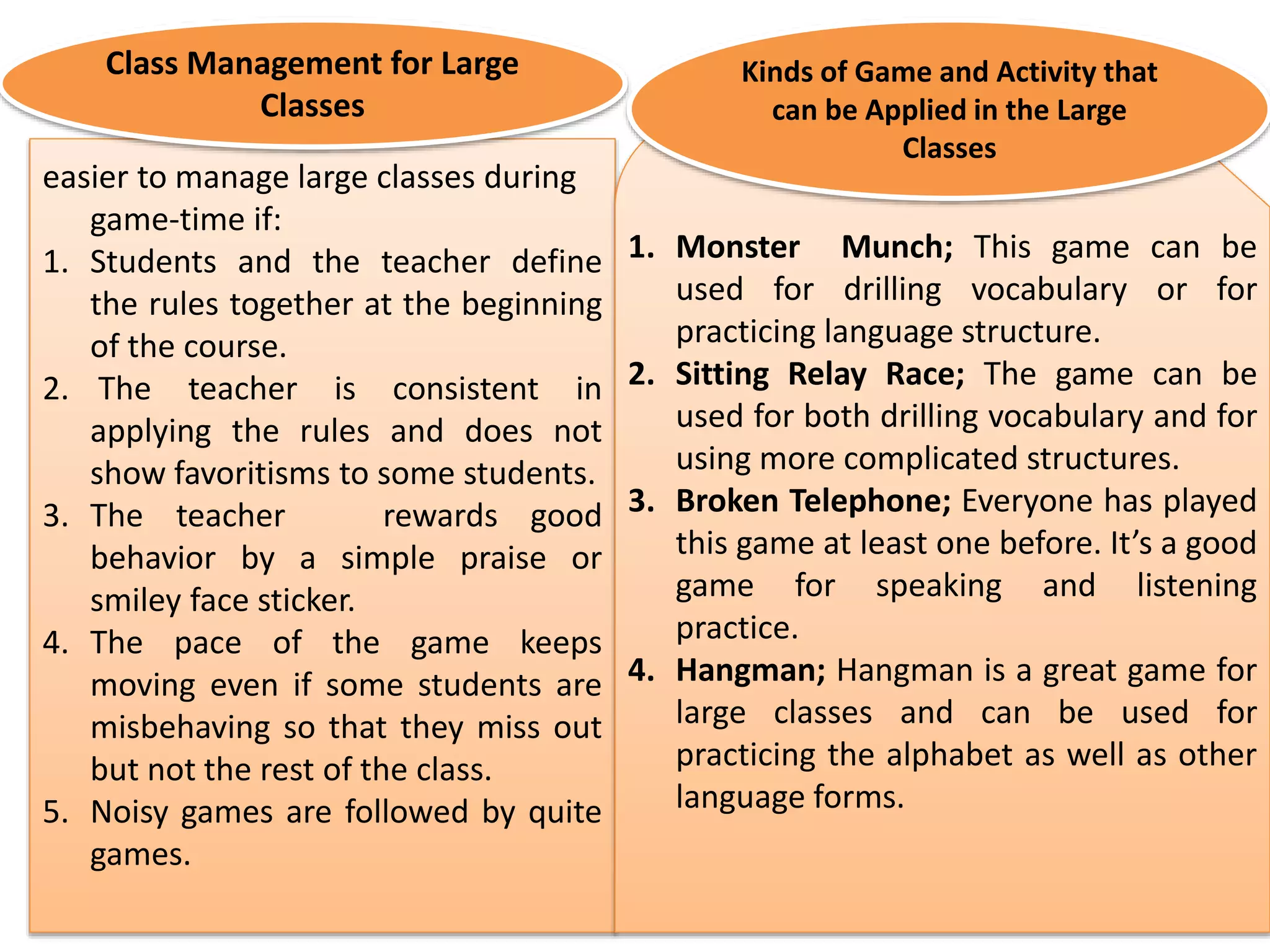 ESL games and activities for Big Classes | PPTX