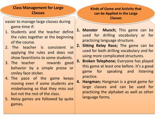 ESL games and activities for Big Classes | PPTX | Board Games and ...