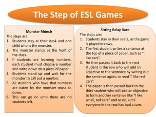 ESL games and activities for Big Classes | PPTX