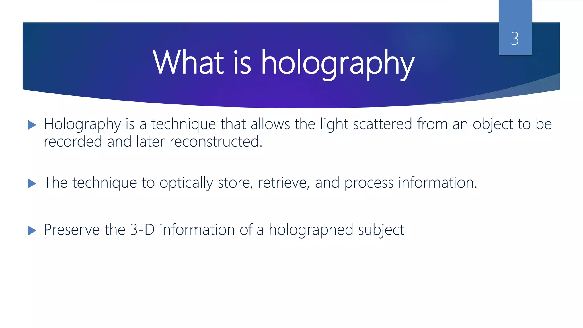 PPT on 3D Holographic Projection Technology ( Hologram) | PPTX