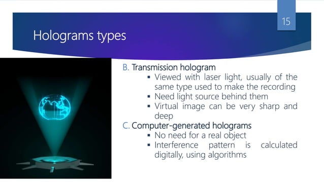 PPT on 3D Holographic Projection Technology ( Hologram) | PPTX | 3-D Graphics | Computer ...