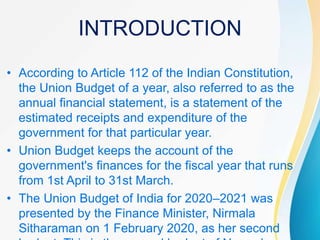 Union Budget 2020-21 ppt | PPT