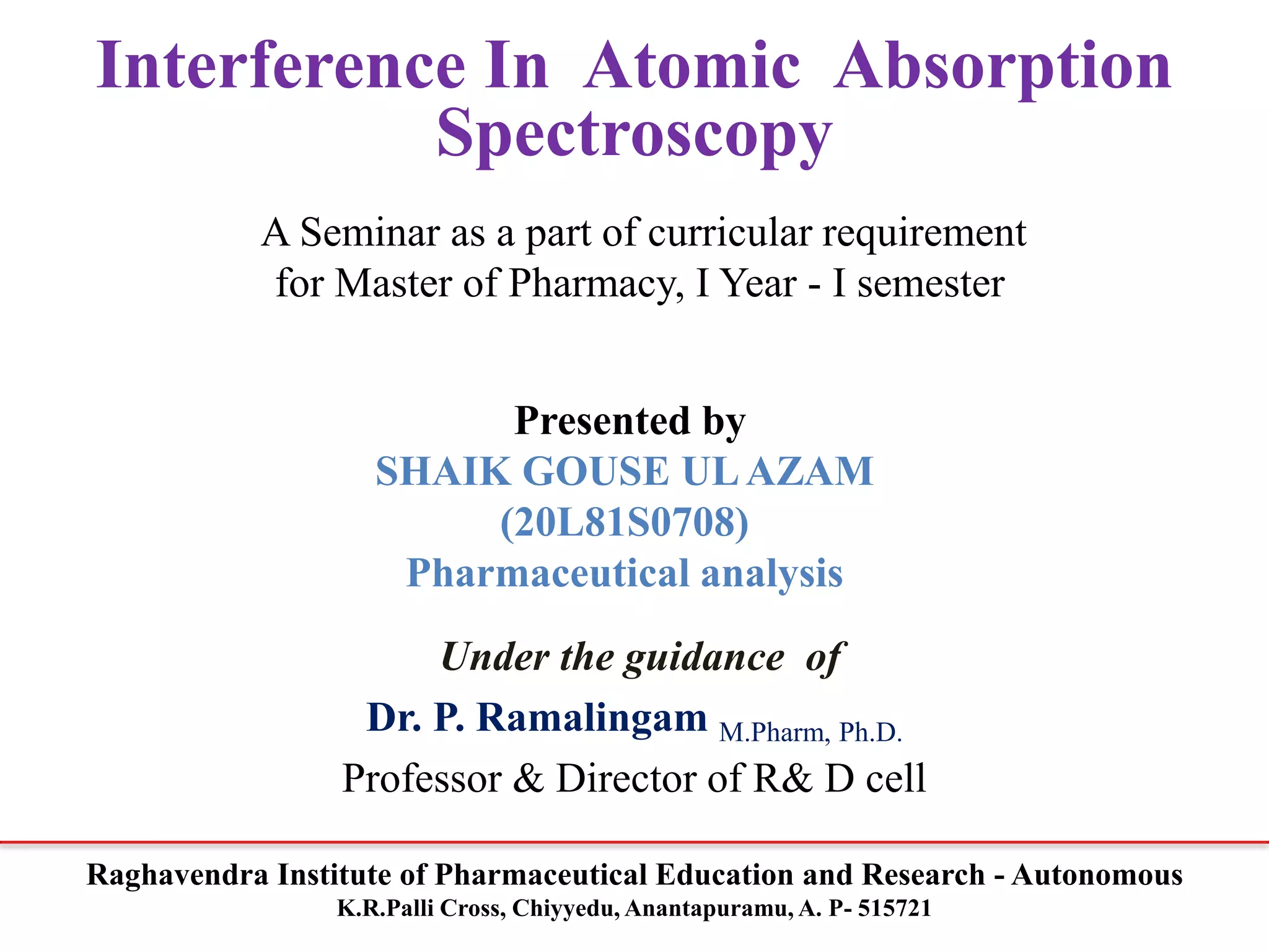 Interference In Atomic Absorption Spectroscopy. | PPTX