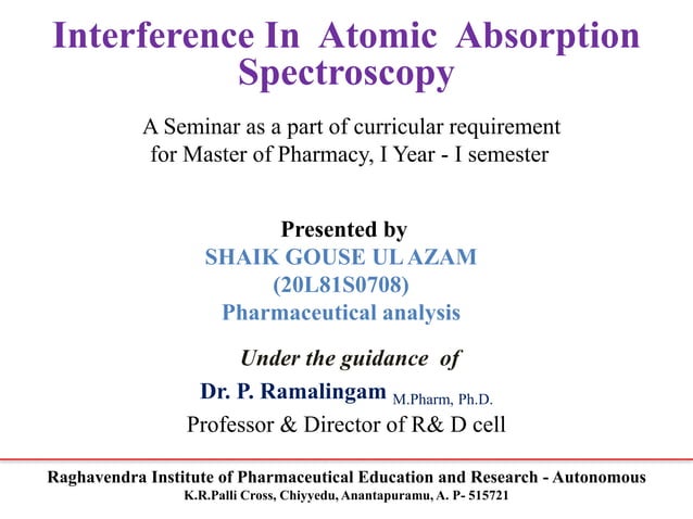 Interference In Atomic Absorption Spectroscopy. | PPTX | Chemistry | Science