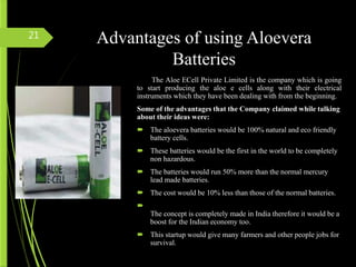 Application of Aloe Vera Based PBC in Powering Wireless Device | PPTX ...