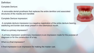 Complete denture and denture material Seminar | PPT