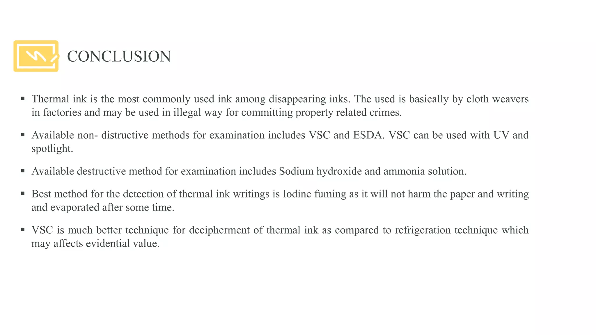 Examination of Disappearing Ink Writting | PPT