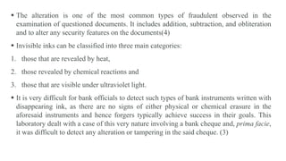 Examination of Disappearing Ink Writting | PPT