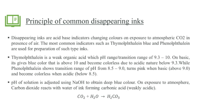 Examination Of Disappearing Ink Writting PPT Chemistry Science Examination Of Disappearing Ink Writting PPT Chemistry Science
