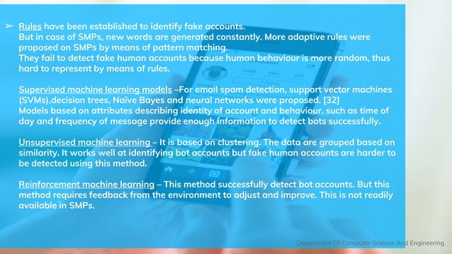 Seminar on detecting fake accounts in social media using machine learning | PPTX
