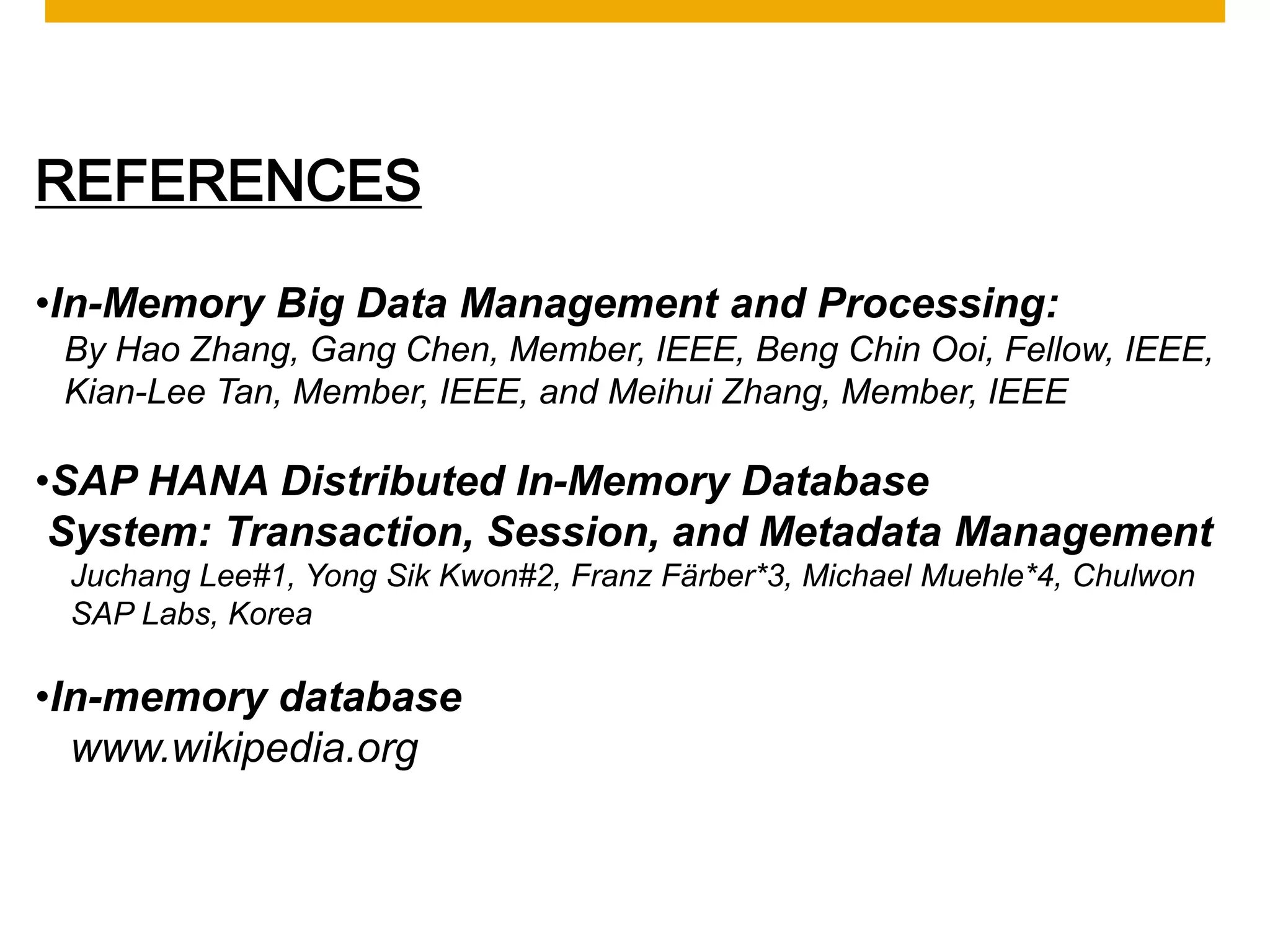 IN-MEMORY DATABASE SYSTEMS.SAP HANA DATABASE. | PPTX