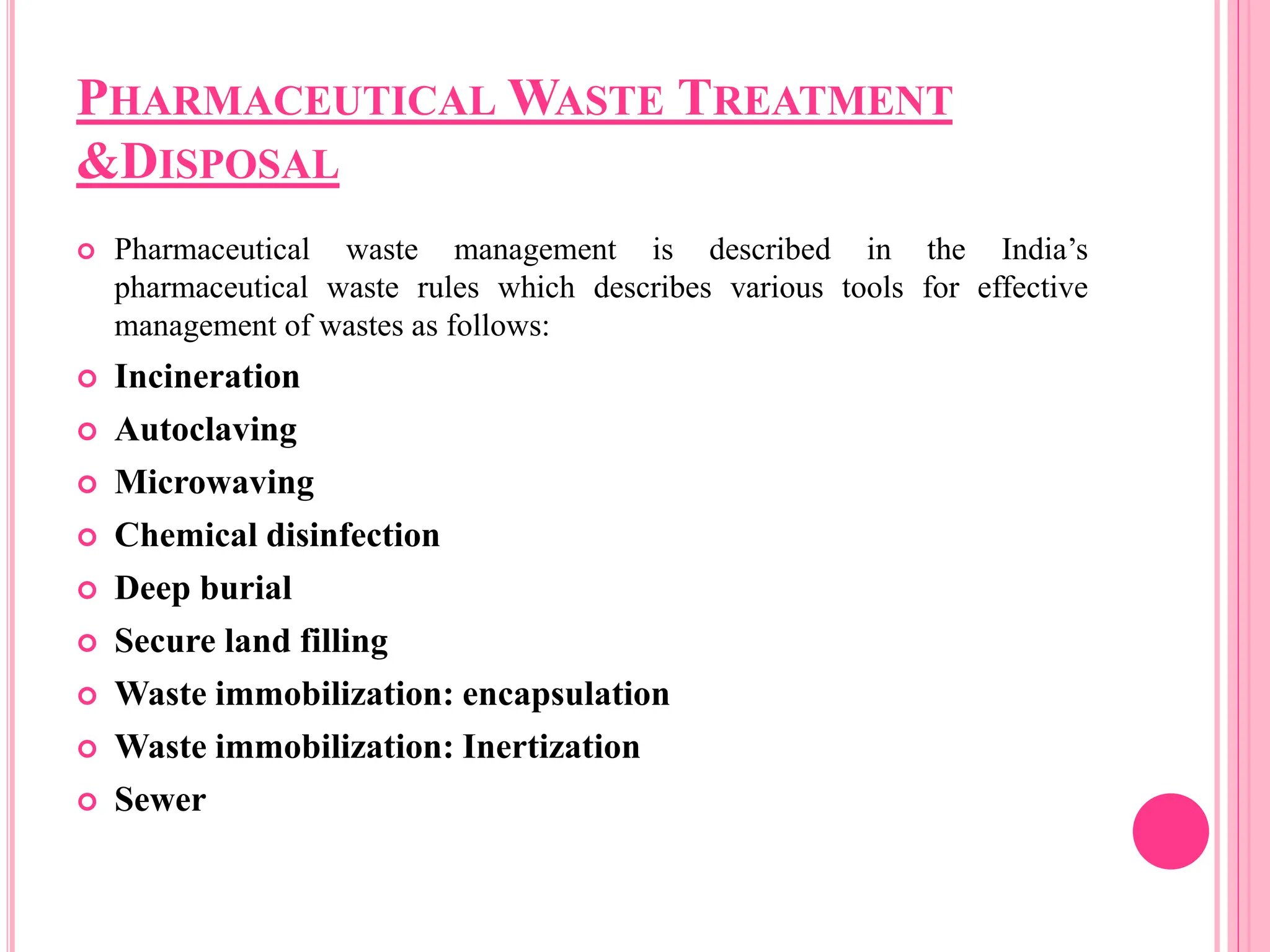 Disposal and management of pharmaceutical waste | PPTX