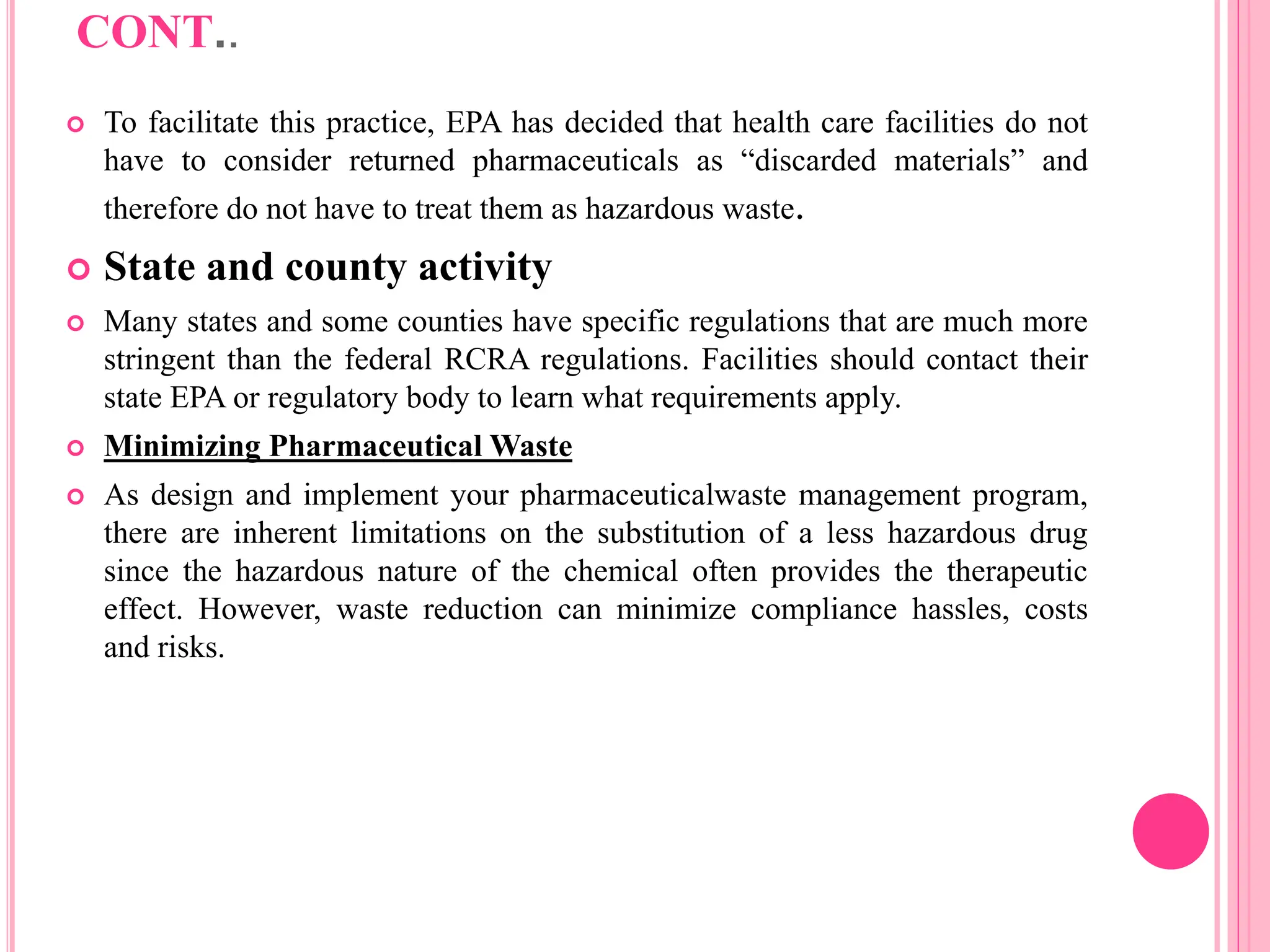 Disposal and management of pharmaceutical waste | PPTX