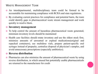 Disposal and management of pharmaceutical waste | PPTX
