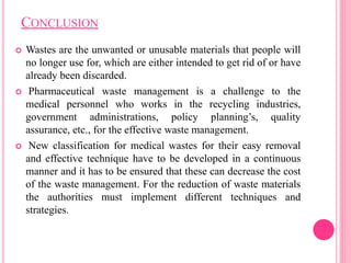 Disposal and management of pharmaceutical waste | PPTX