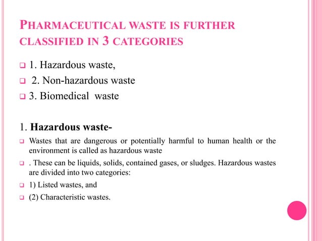 Disposal and management of pharmaceutical waste | PPTX