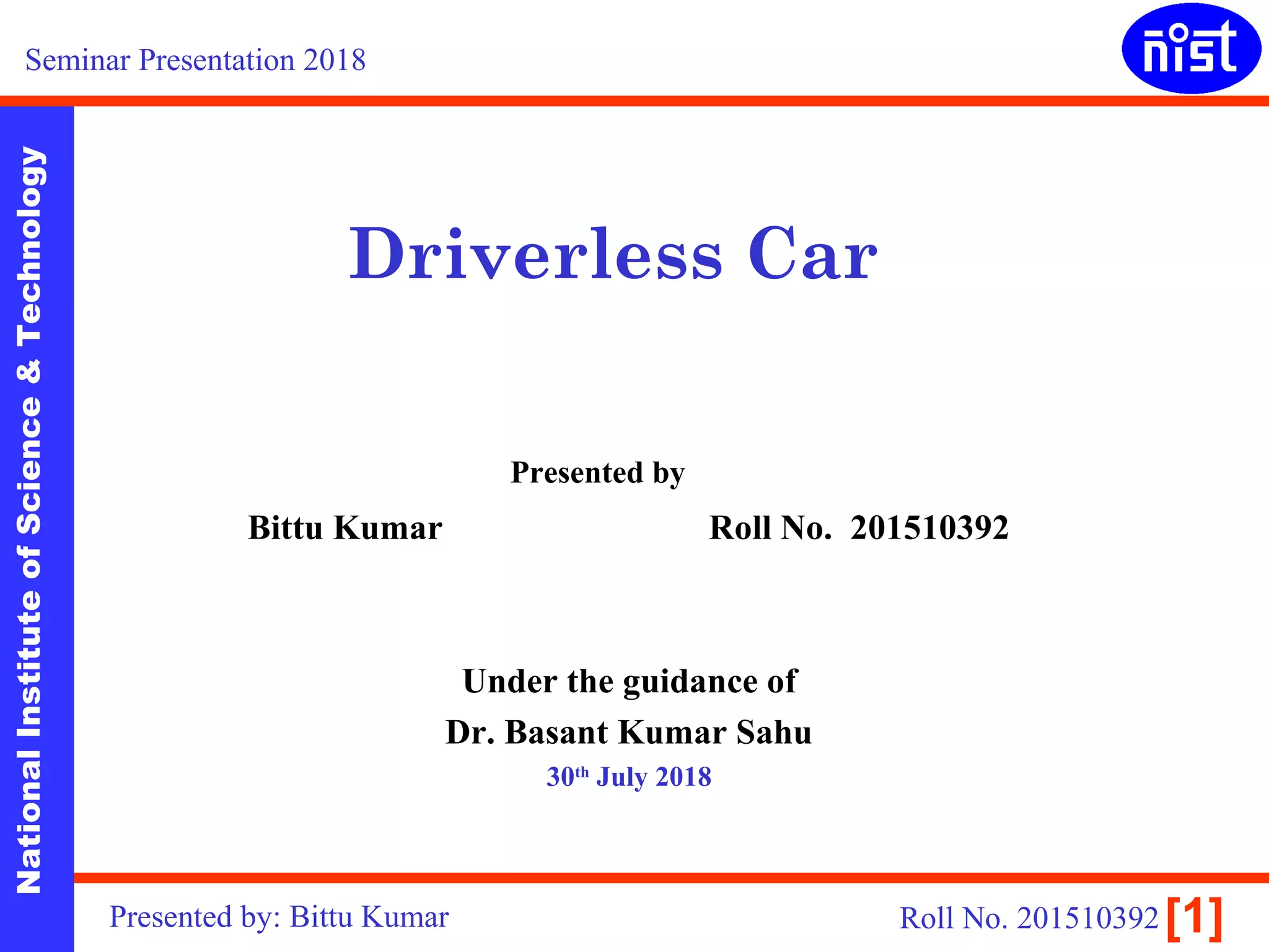 Self Driving Car Seminar presentation | PPT