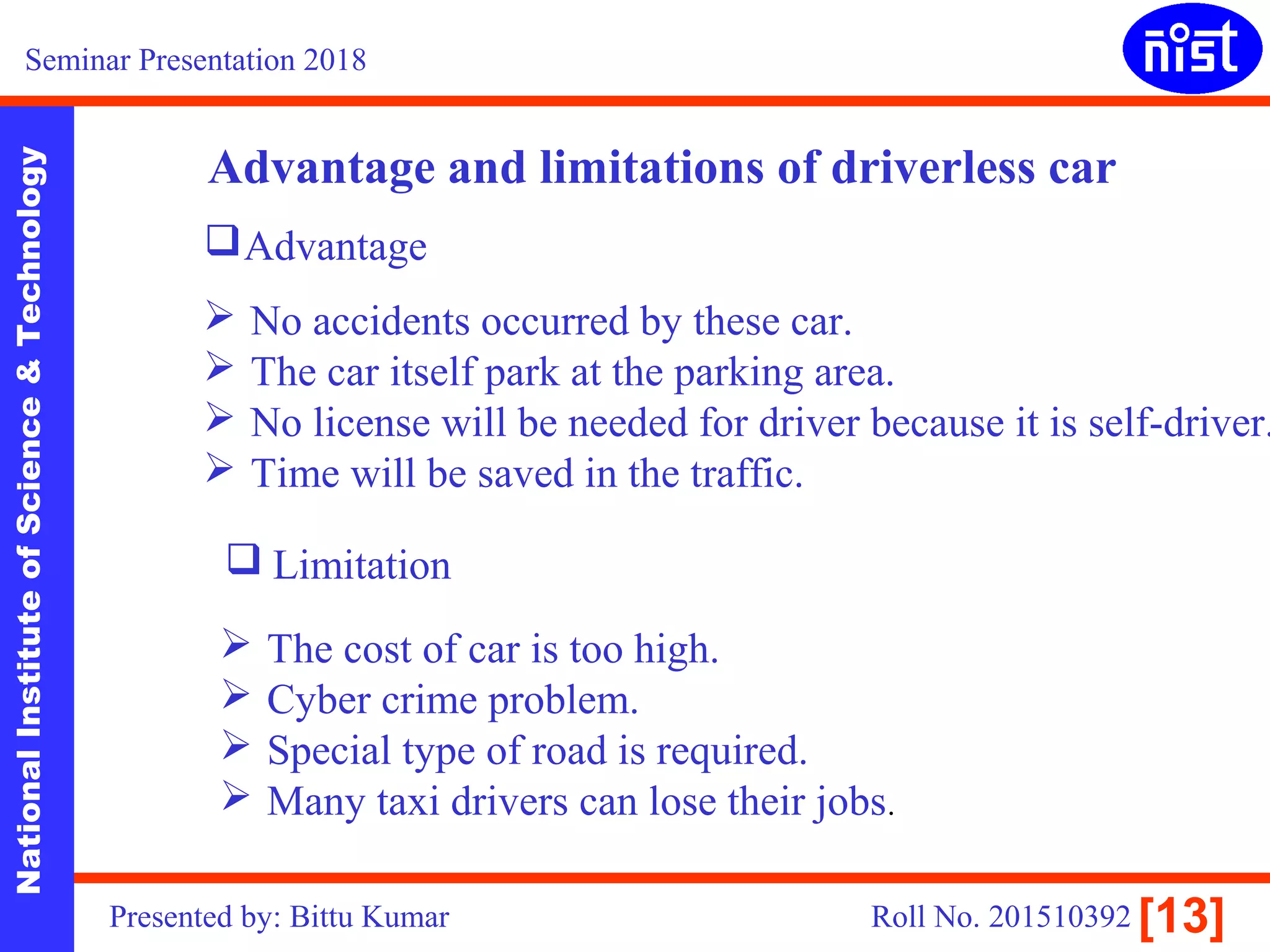 Self Driving Car Seminar presentation | PPT