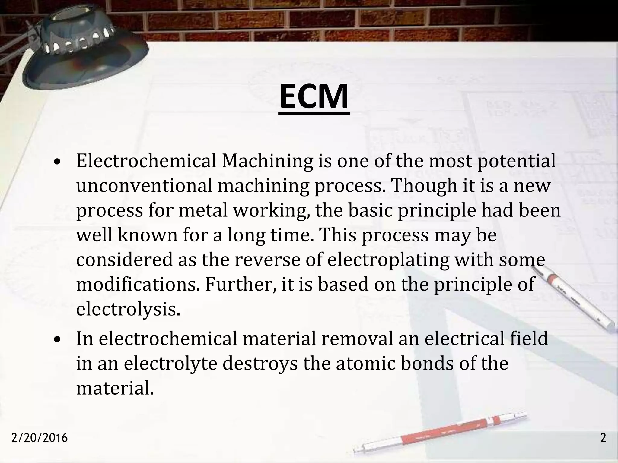Electrochemical Machining (ECM) | PPTX
