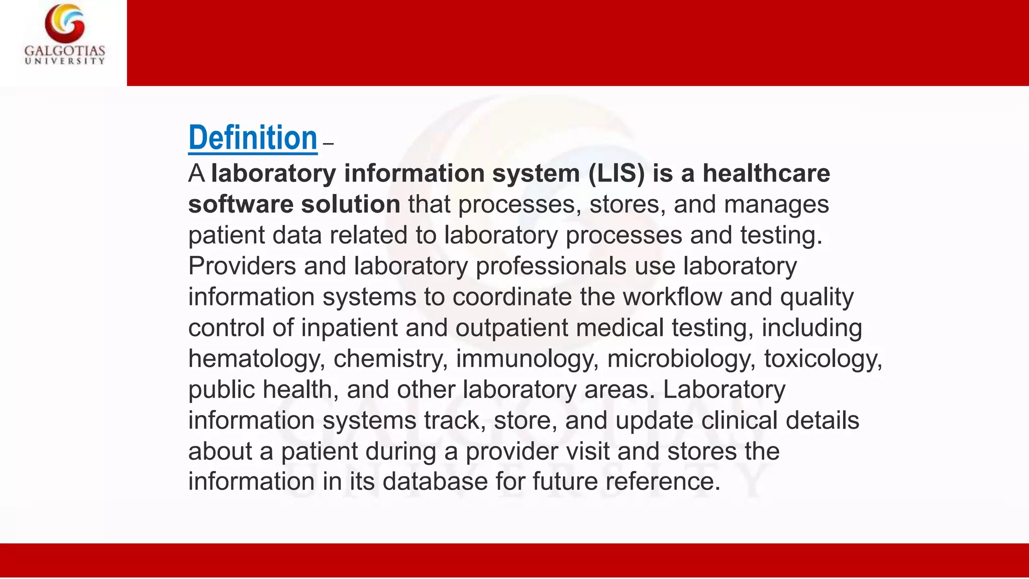 LABORATORY INFORMATION SYSTEM | PPTX