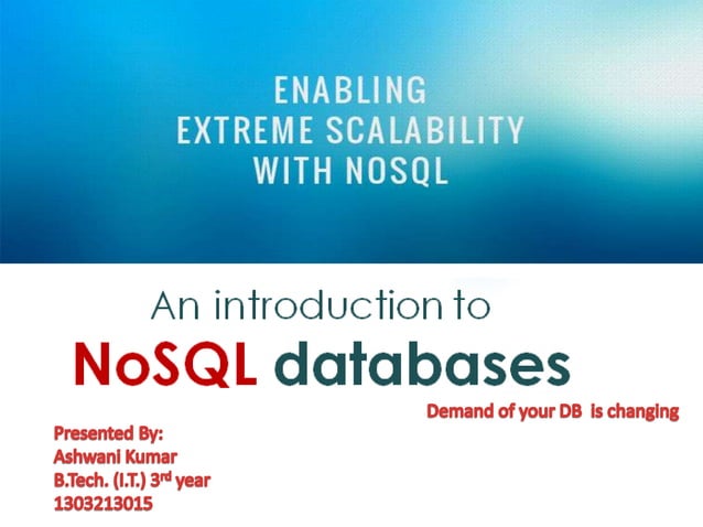 Introduction to NOSQL databases | PPT