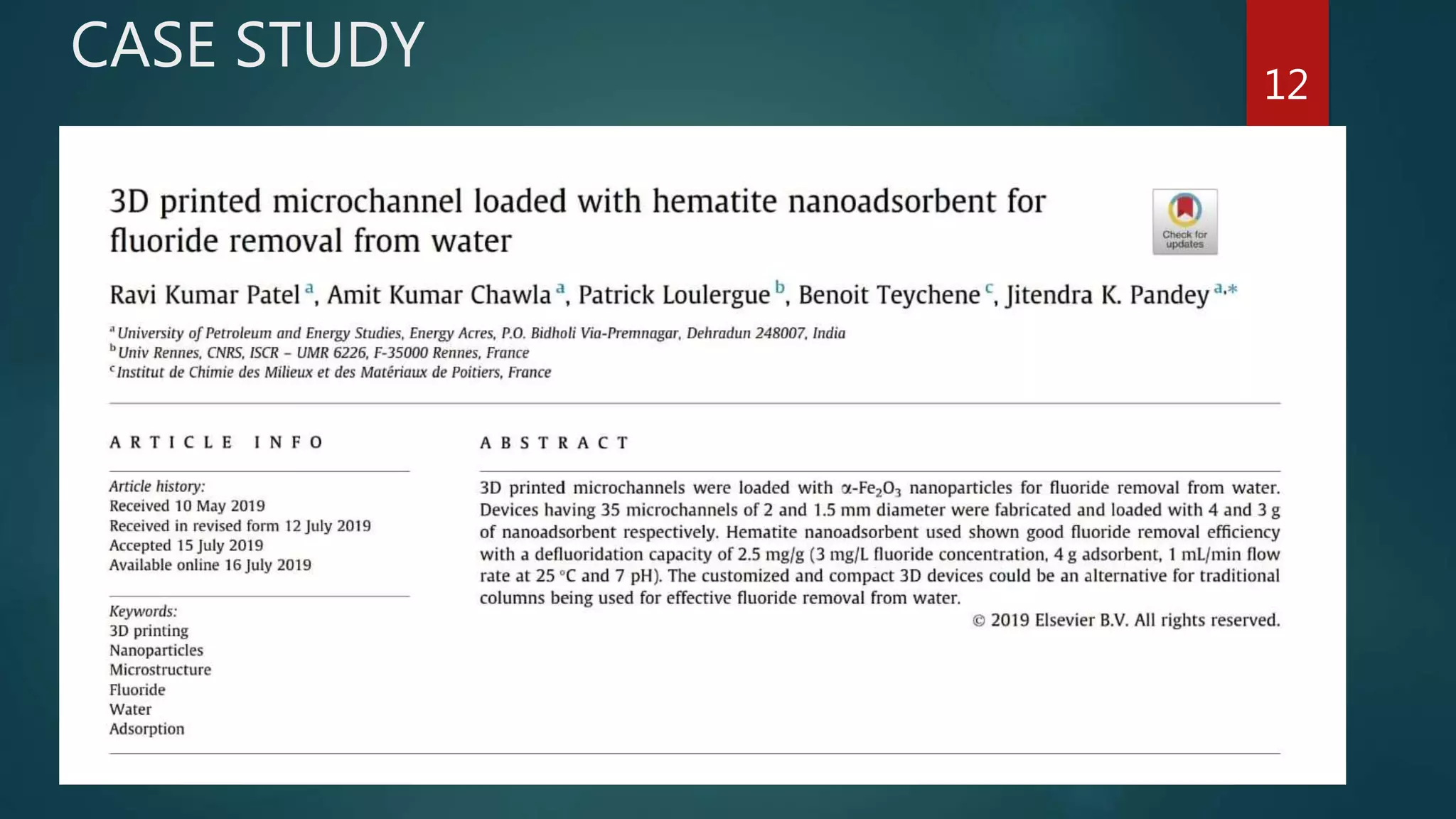 Nano-adsorbent for fluoride removal from drinking water | PPTX