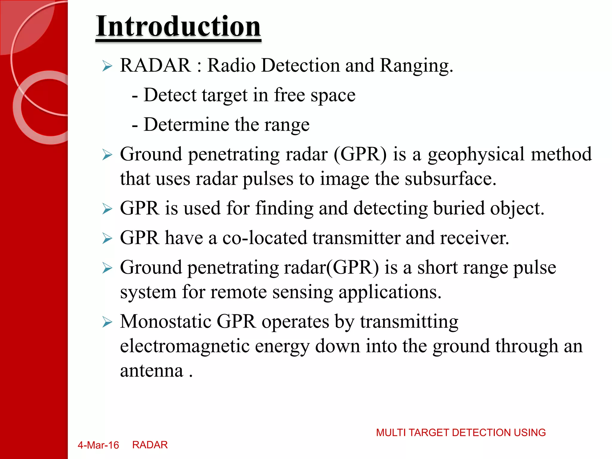 GROUND PENETRATING RADAR(GPR) ppt | PPTX