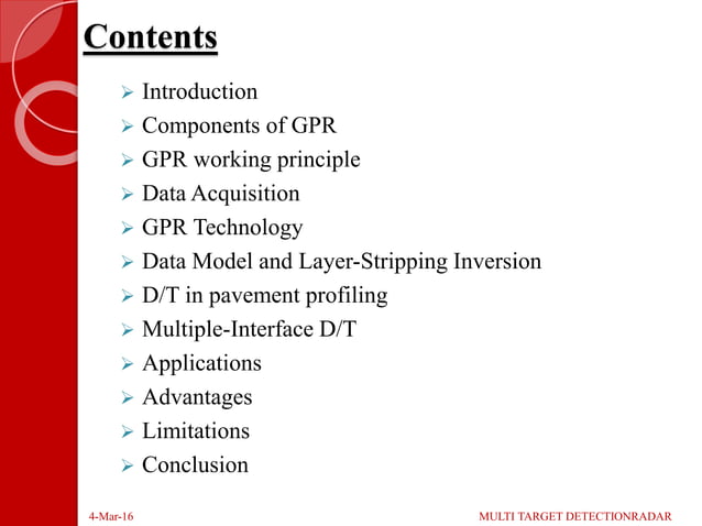 GROUND PENETRATING RADAR(GPR) ppt | PPTX | Information and Network ...