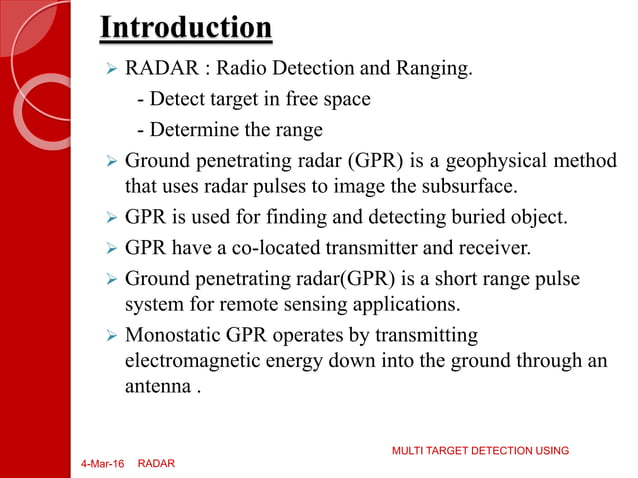 GROUND PENETRATING RADAR(GPR) ppt | PPTX | Information and Network ...