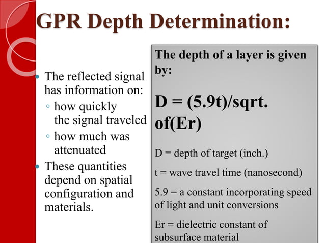 GROUND PENETRATING RADAR(GPR) ppt | PPTX | Information and Network ...