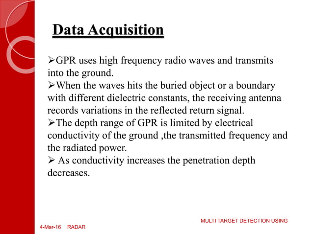 GROUND PENETRATING RADAR(GPR) ppt | PPTX | Information and Network ...