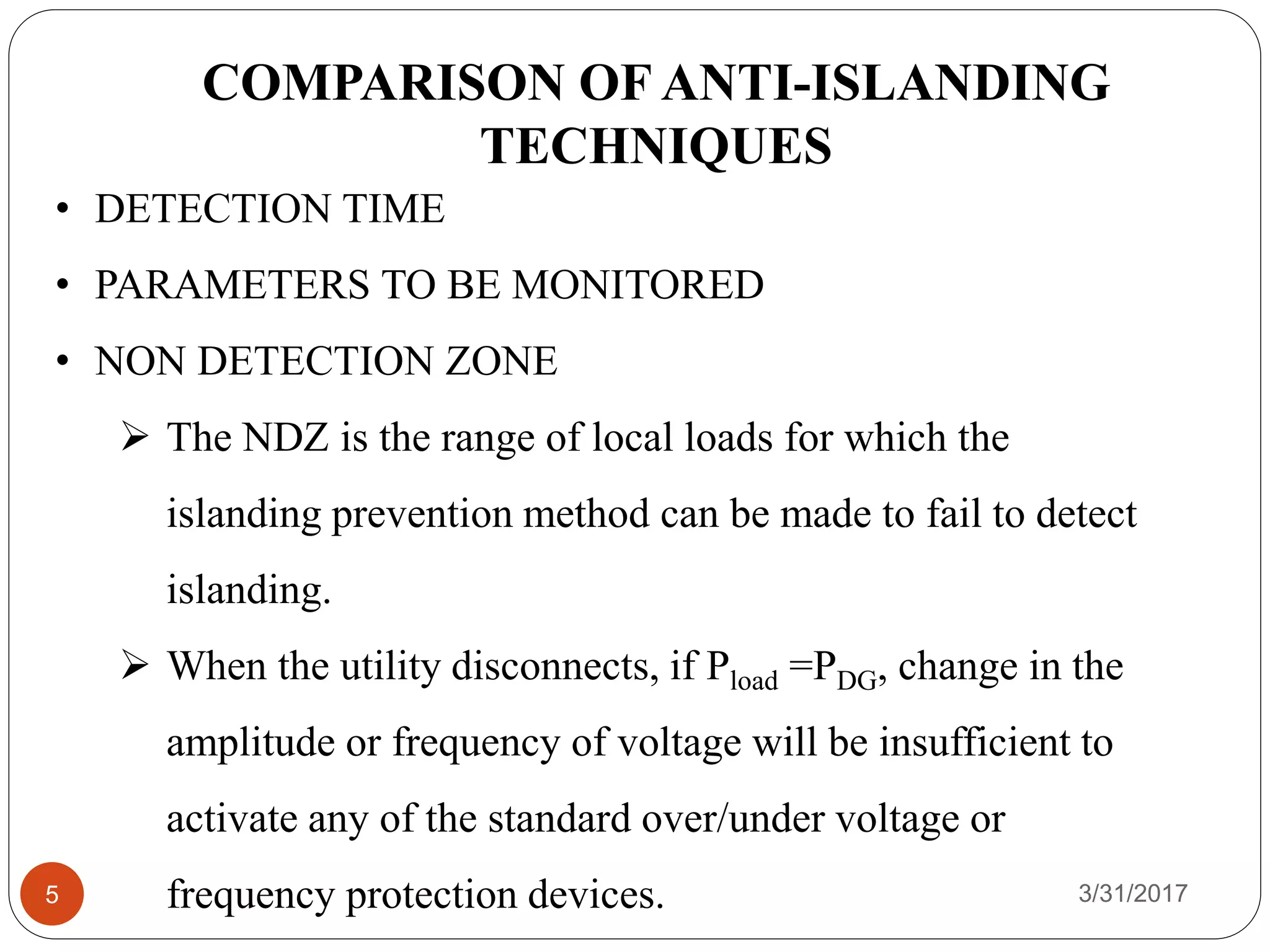 anti islanding technology(passive) | PPTX