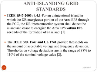 anti islanding technology(passive) | PPTX