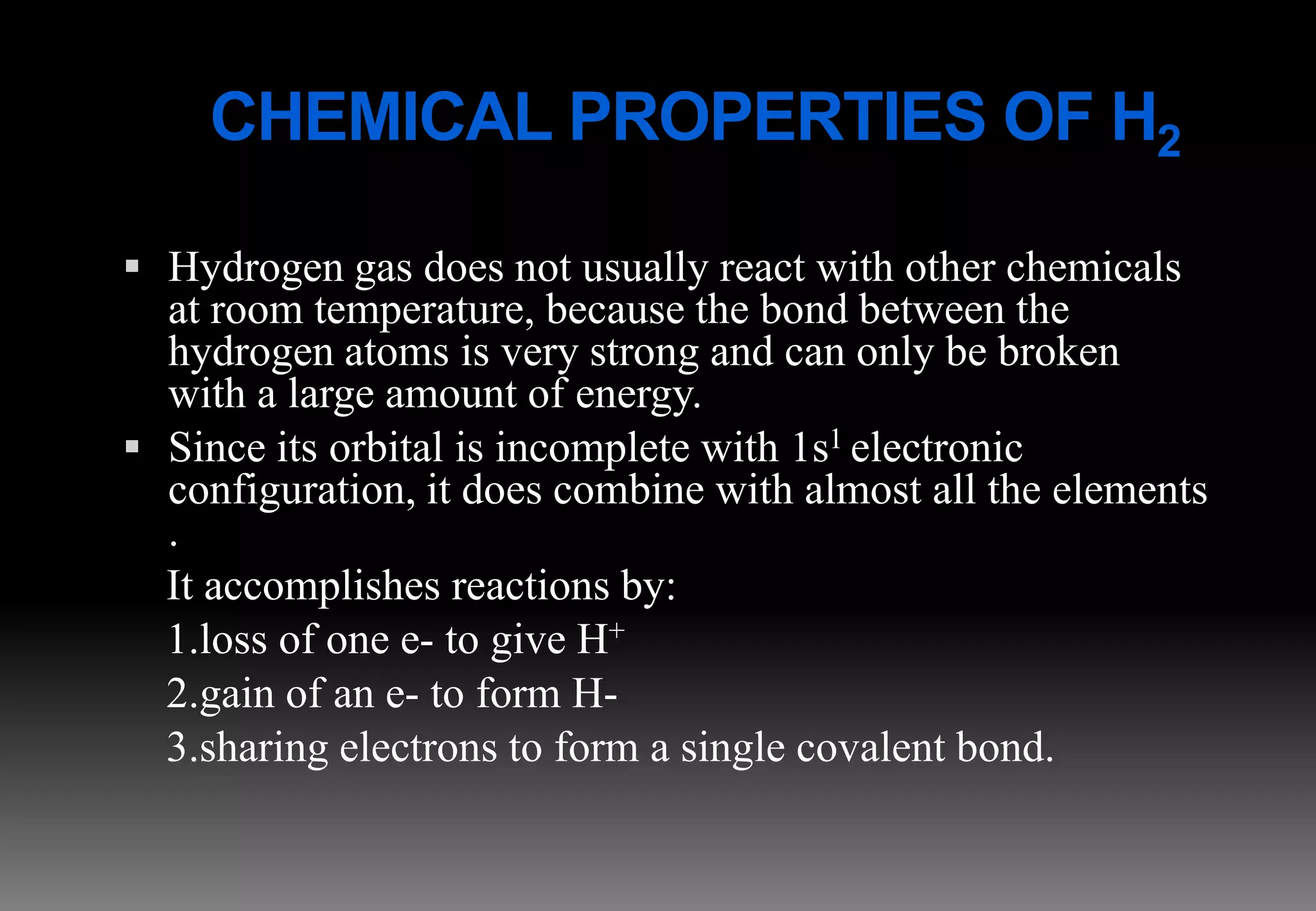 ALL ABOUT OF HYDROGEN IN A PRESENTATION | PPTX | Chemistry | Science