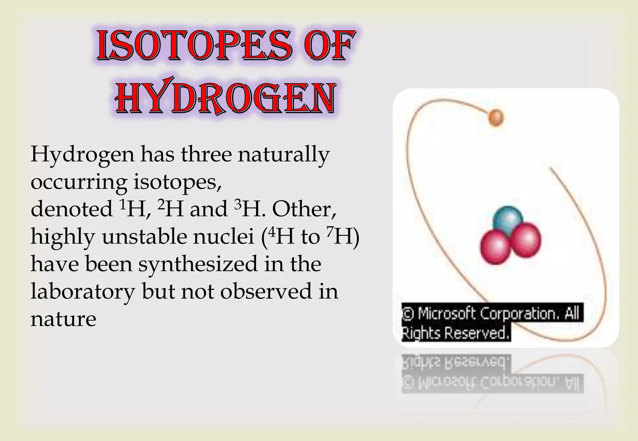 ALL ABOUT OF HYDROGEN IN A PRESENTATION | PPTX | Chemistry | Science
