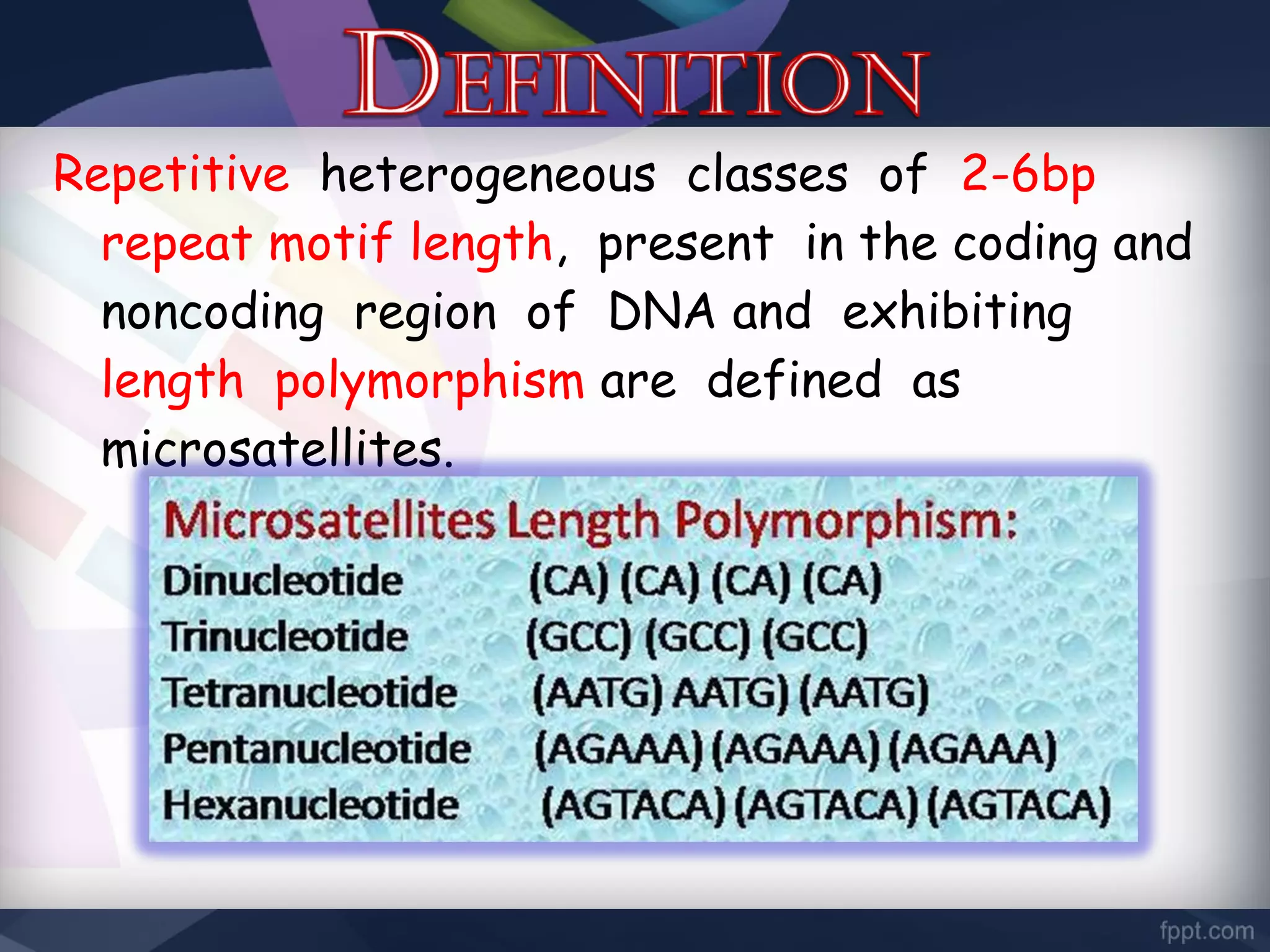 Microsatellites- Molecular fingerprints | PPT