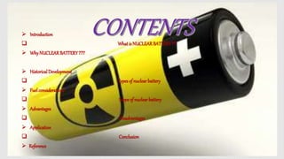 Seminar presentation on NUCLEAR BATTERIES | PPT