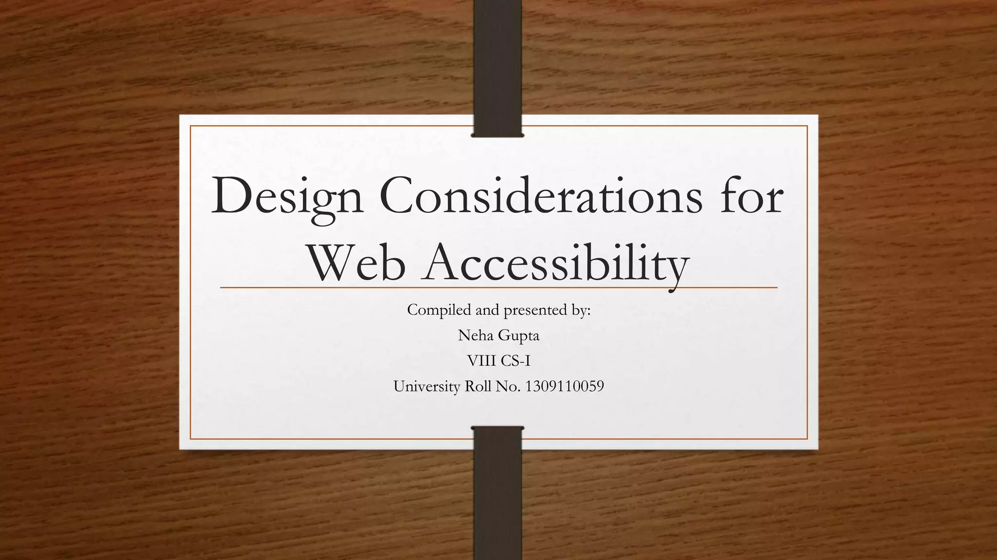 Design Considerations for Web Accessibility | PPTX