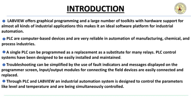 Seminar INDUSTRIAL AUTOMATION & CONTROL THROUGH PLC AND LABVIEW ...