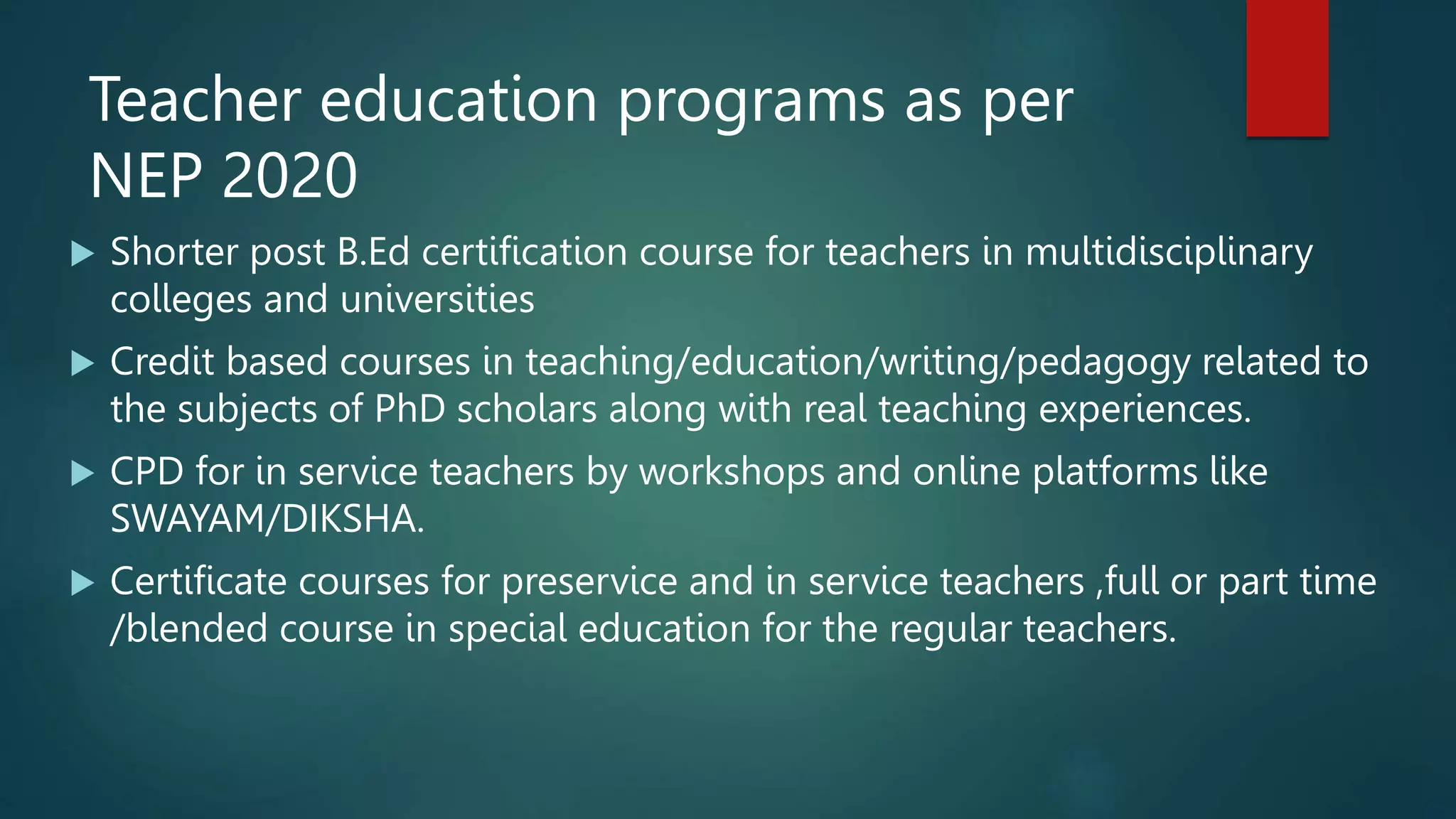 NEP2020 ON TEACHER EDUCATION(SEMINAR Presentation.pptx) | PPTX