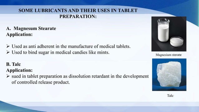 LUBRICANTS USED IN TABLET MANUFACTURING | PPT