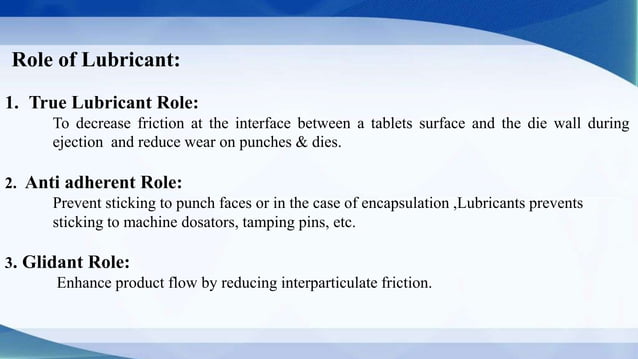 LUBRICANTS USED IN TABLET MANUFACTURING | PPT