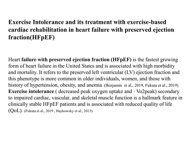 3. Exercise Intolerance and its treatment with exercise-based cardiac ...