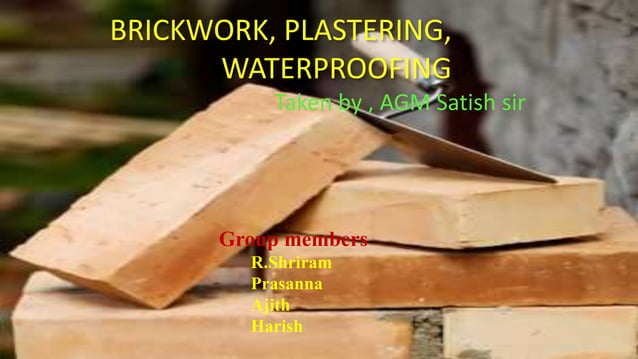 brickwork, plastering and waterproofing | PPT