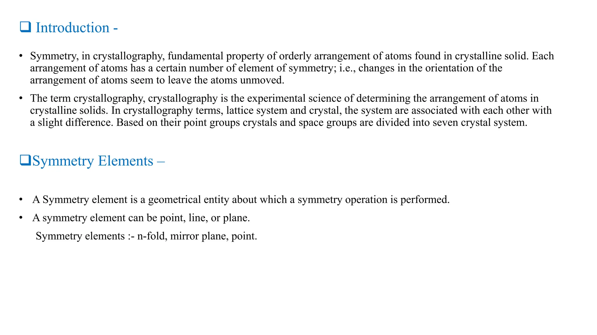 Symmetric Properties Of Crystal System Pptx Chemistry Science